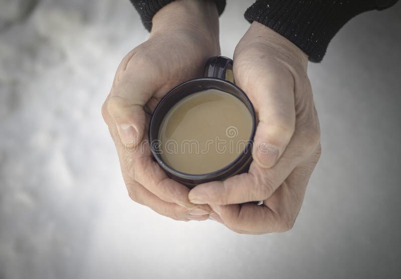 Cup of Hot Coffee on the Snow Stock Image - Image of healthy, snow ...