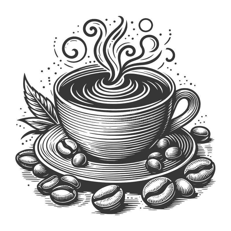 Cup of Hot Coffee or Tea Sketch Vector Stock Vector - Illustration of ...