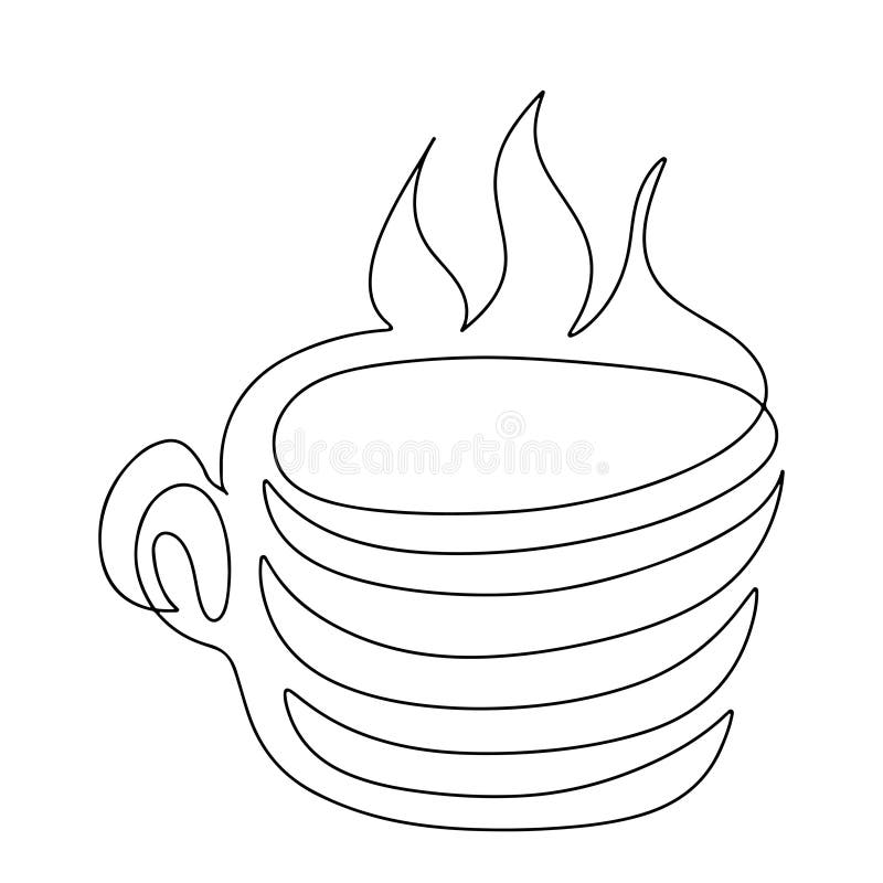 Cup of Hot Drink in Single Line. Hand Drawn Style. Vector Illustration ...