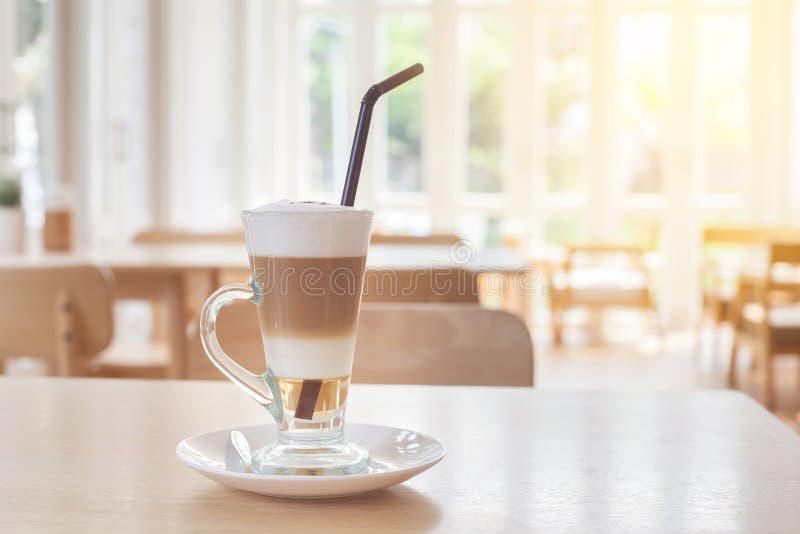 Cup of Hot Latte Layer Coffee Stock Image - Image of latte, retro: 70233329