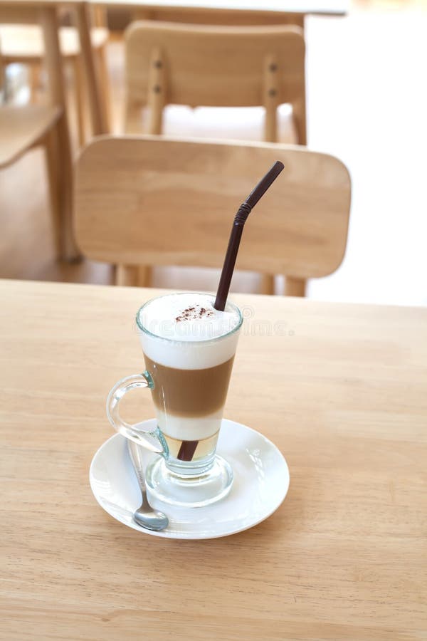 Cup of Hot Latte Layer Coffee Stock Image - Image of white, texture ...