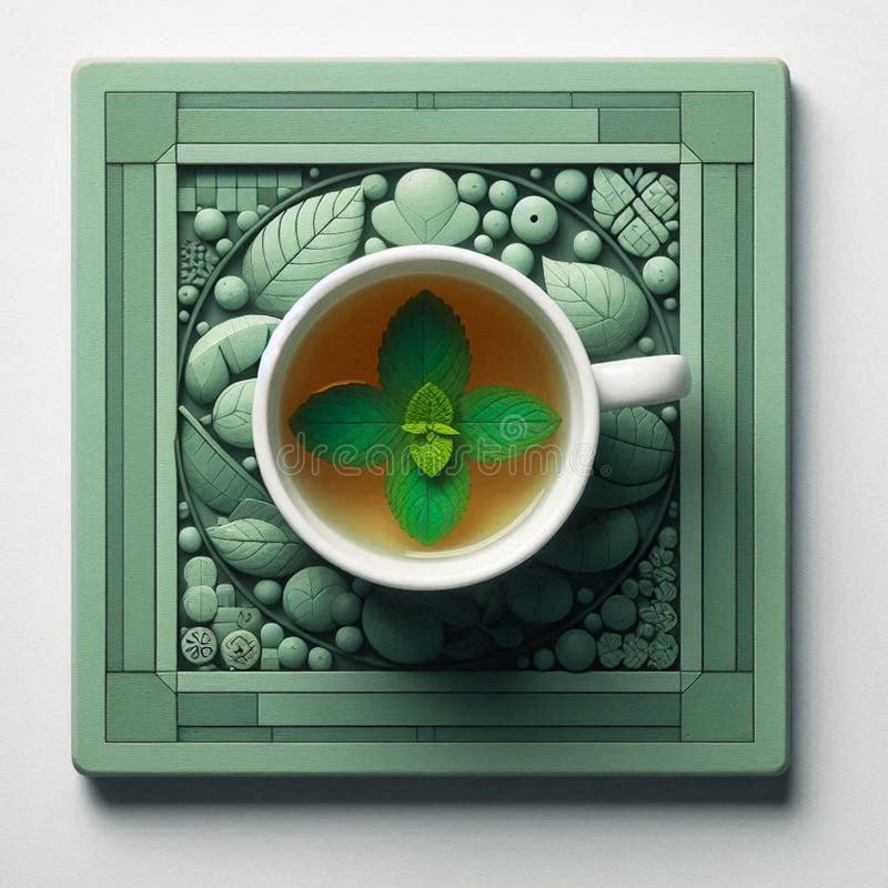 A Cup of Hot Peppermint Tea Stock Illustration - Illustration of poster ...