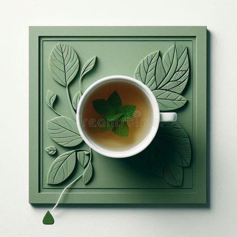 A Cup of Hot Peppermint Tea Stock Illustration - Illustration of ...