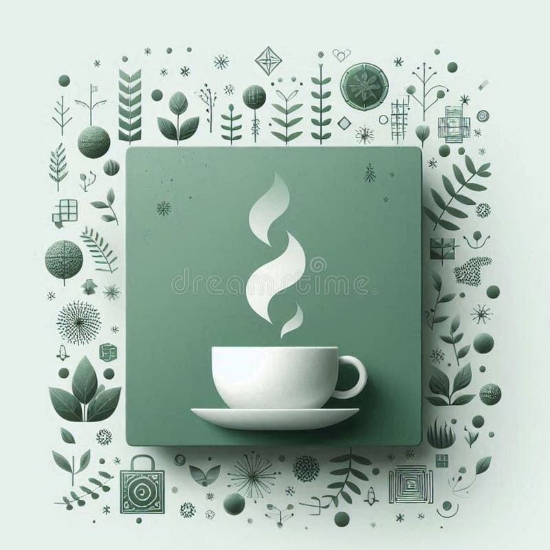 A Cup of Hot Peppermint Tea Stock Illustration - Illustration of ...