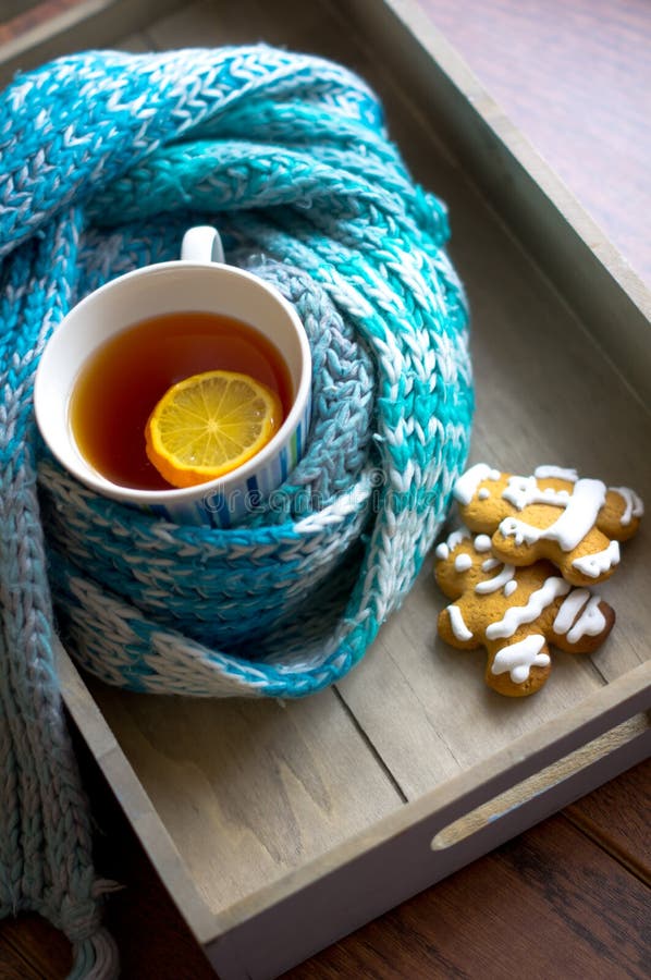 Cup of Hot Tea in the Cold Time Stock Photo - Image of recover, scarf ...