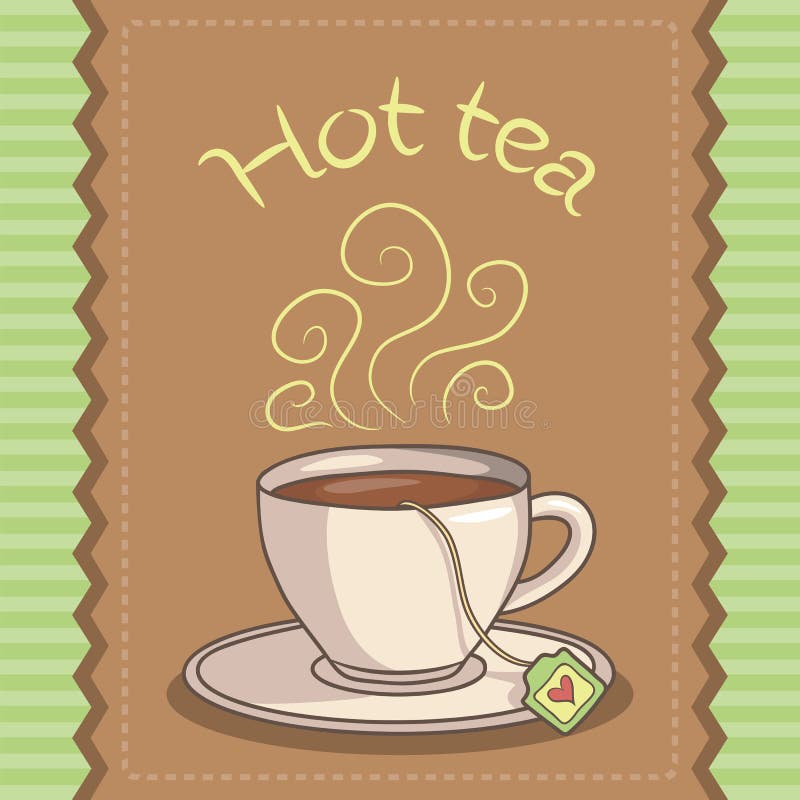 Cup of hot tea stock vector. Illustration of drink, drawn - 34229440