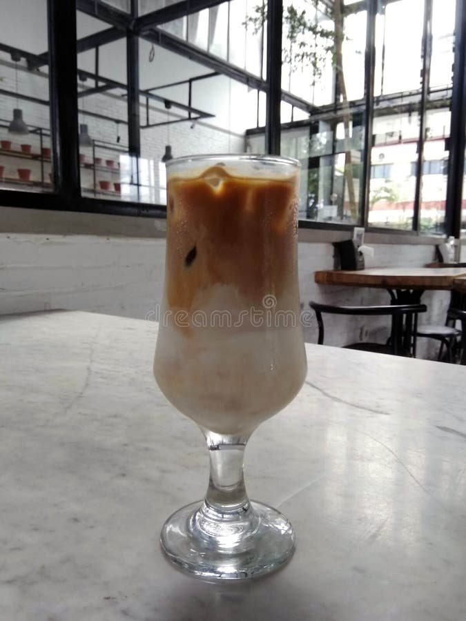 A Cup of Ice Cafe Latte Served Cold Stock Image - Image of summer, menu ...