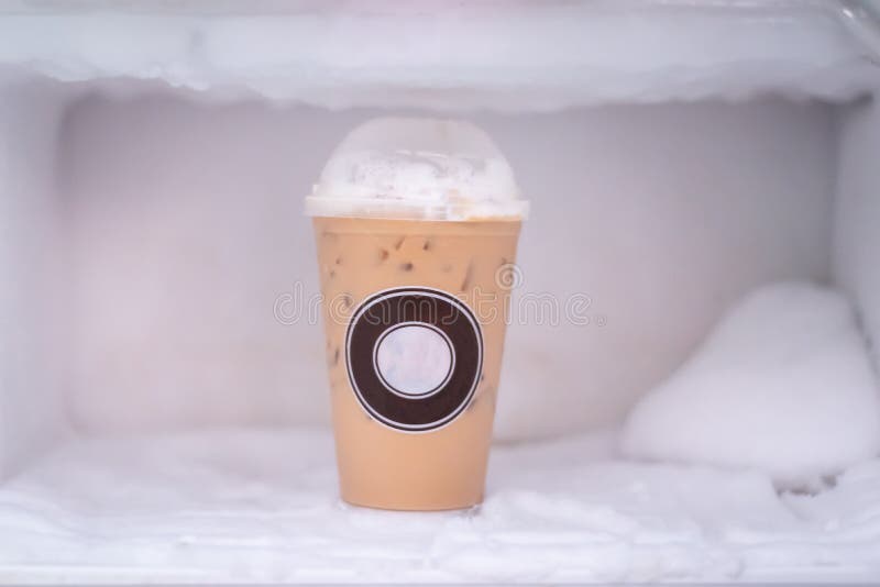 A Cup of Ice Coffee Freeze in Refrigerator Stock Photo - Image of ...