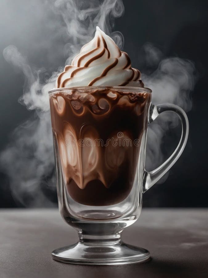 A Cup of Iced Cocoa with Cool Steam Coming Out Look. Stock Illustration ...