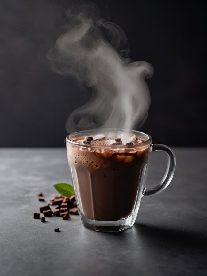 A Cup of Iced Cocoa with Cool Steam Coming Out Look. Stock Illustration ...
