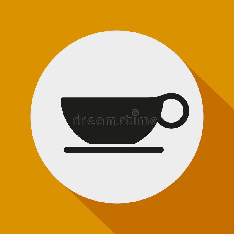 Cup Icon Vector. Black Coffee Cup. White Circle Background. Orange ...