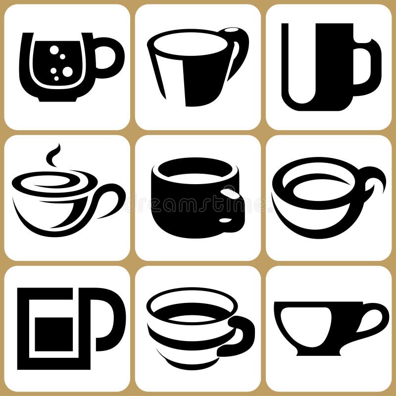Cup Icons Set stock vector. Illustration of mocha, symbol - 36010526