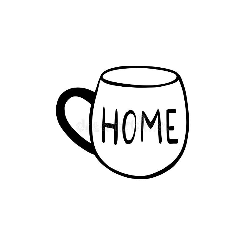 Cup with the Inscription Home. Stock Vector - Illustration of home ...