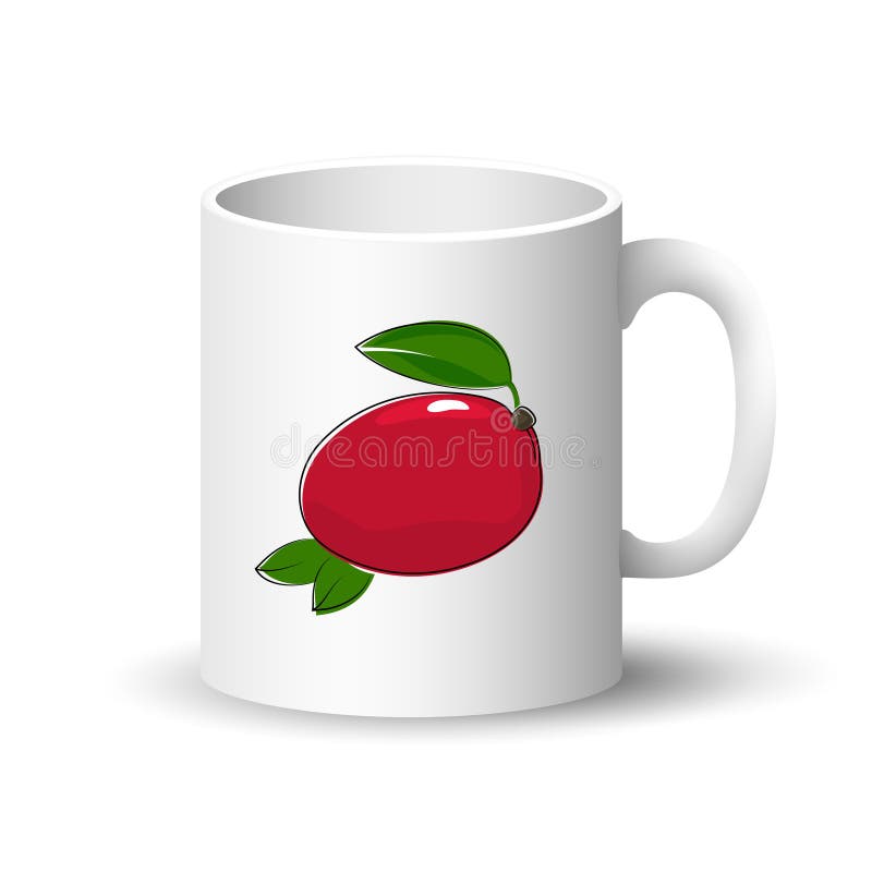 White Mug with Red Mango stock vector. Illustration of drink - 112512989