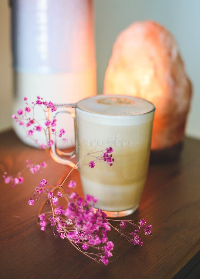 A Cup of Italian-style Latte Stock Photo - Image of purple, style ...