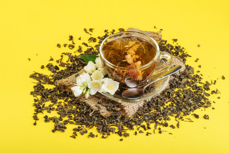 Cup of Jasmine Tea with Flowers Stock Photo - Image of aroma, dried ...
