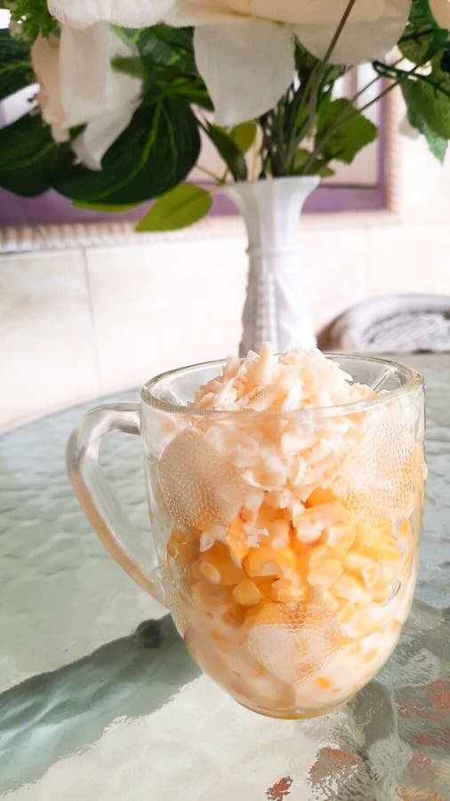 A cup of Jasuke stock image. Image of cheese, milk, steam - 265163777