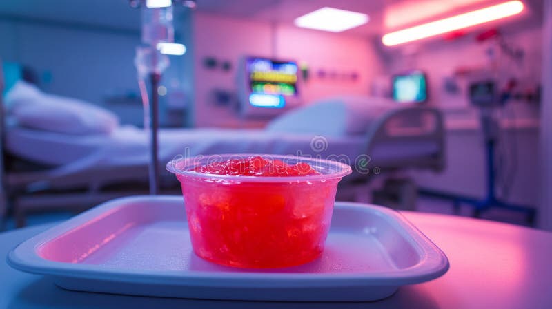 A Cup of Jelly on a Tray in a Hospital Room. Stock Image - Image of ...