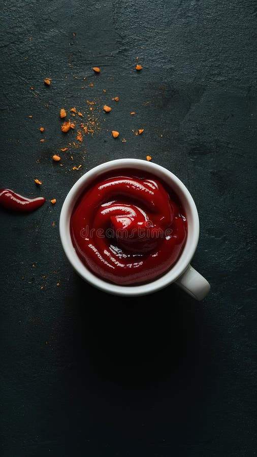 A Cup of Ketchup is Poured into a White Cup Stock Illustration ...