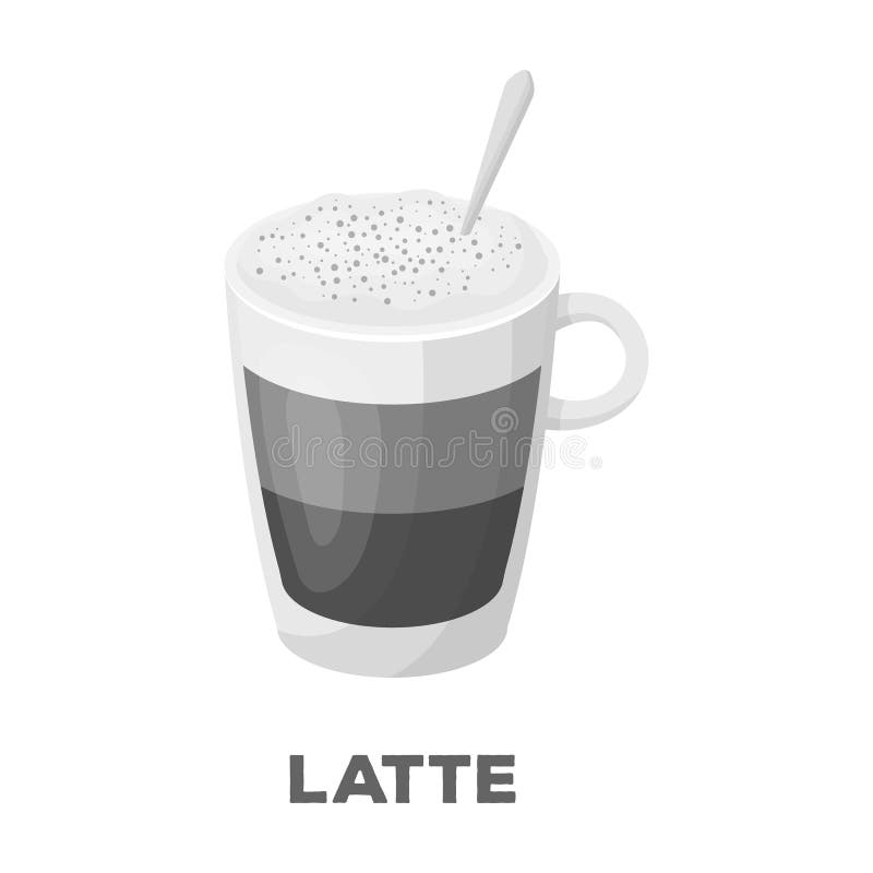 A Cup of Latte.Different Types of Coffee Single Icon in Monochrome ...
