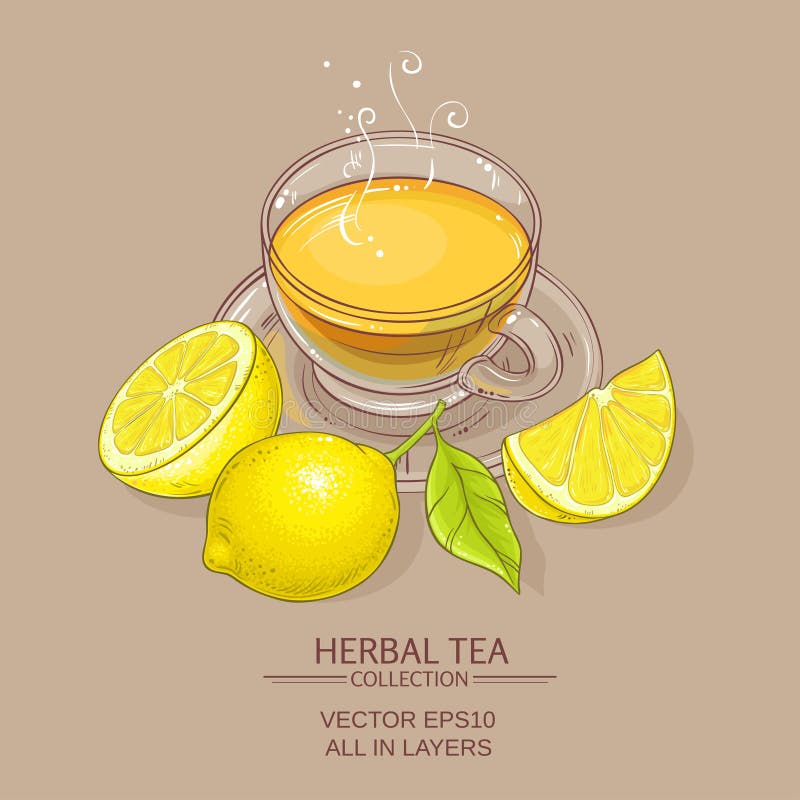 Tea with lemon stock vector. Illustration of breakfast - 102923973