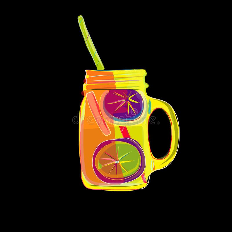 Cup with Lemonade, Sketch for Your Design Stock Vector - Illustration ...