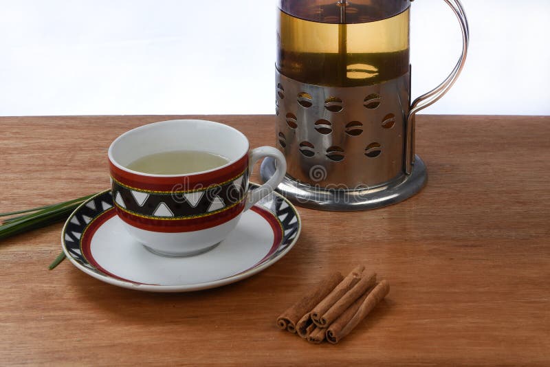 Cup of Lemongrass Green Tea with Cheese Bread Breakfast Stock Photo ...