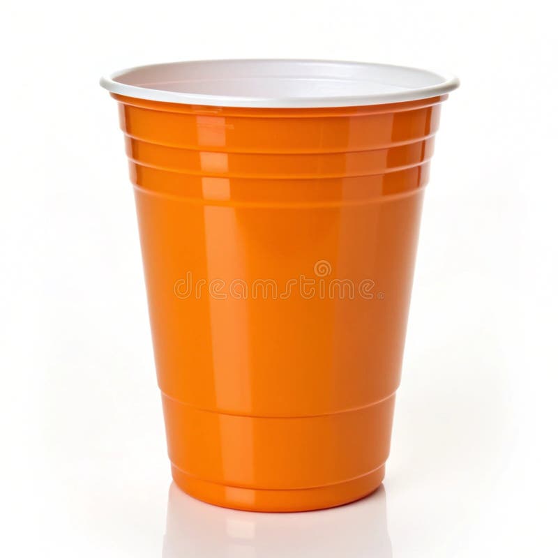 Cup Made of Orange Plastic on White Background Stock Illustration ...