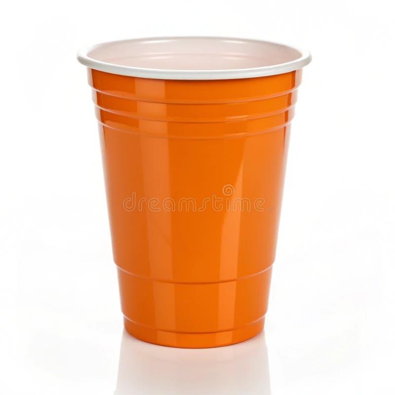 Cup Made of Orange Plastic on White Background Stock Illustration ...