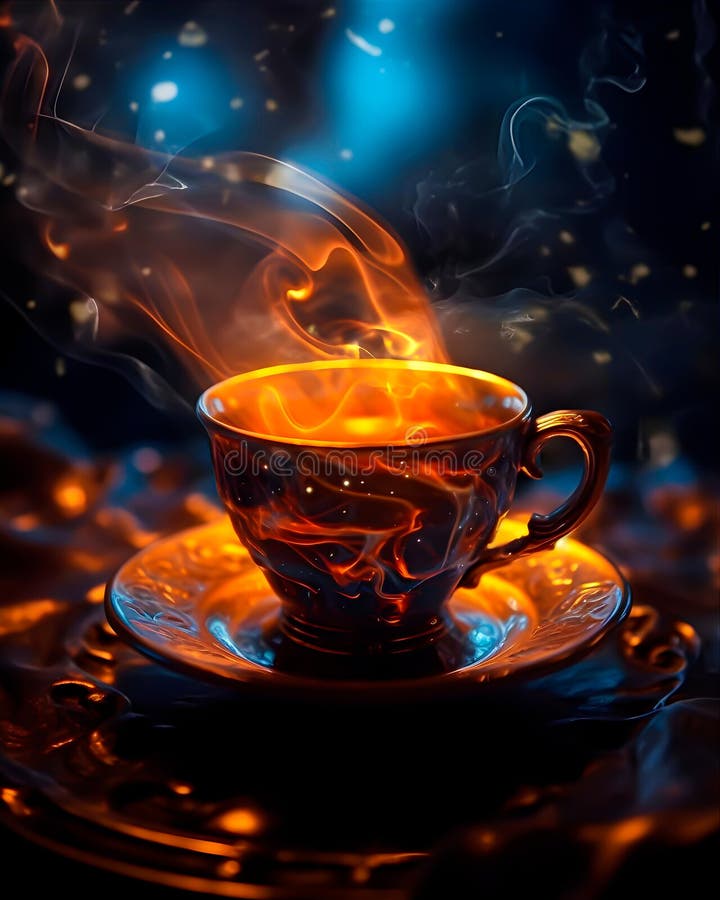 Cup of Magic Coffee with Sparkles - AI Generated Stock Illustration ...