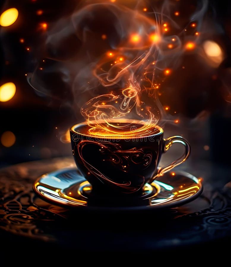 Cup of Magic Coffee with Sparkles - AI Generated Stock Illustration ...