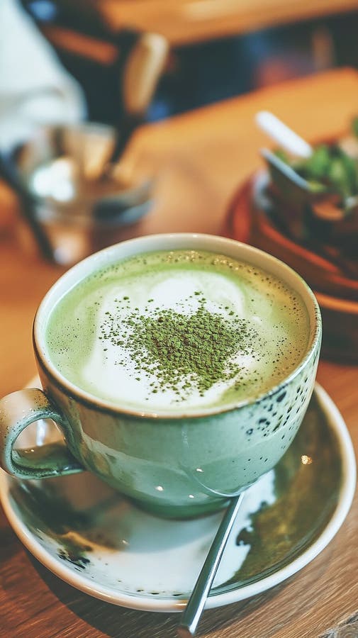 A Cup of Matcha Latte with a Frothy Top and a Sprinkle of Matcha Powder ...