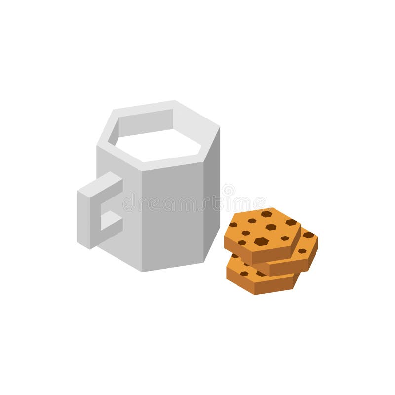 Cup of Milk and Cookies Isometric Style Stock Vector - Illustration of ...