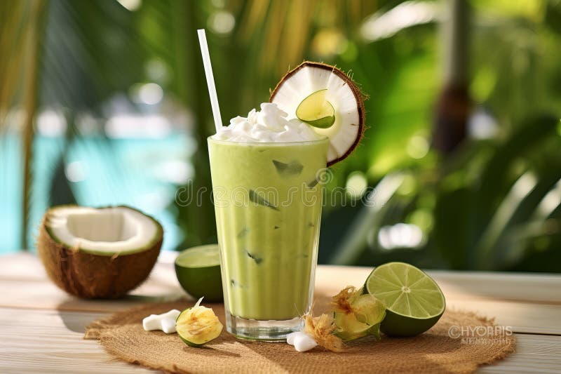 A Cup of Milk Tea on the Summer Cold Drink Table Stock Illustration ...