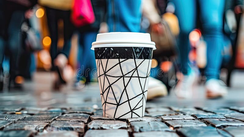 A Cup Mockup Creatively Placed in a Bustling Public Space, Blending ...