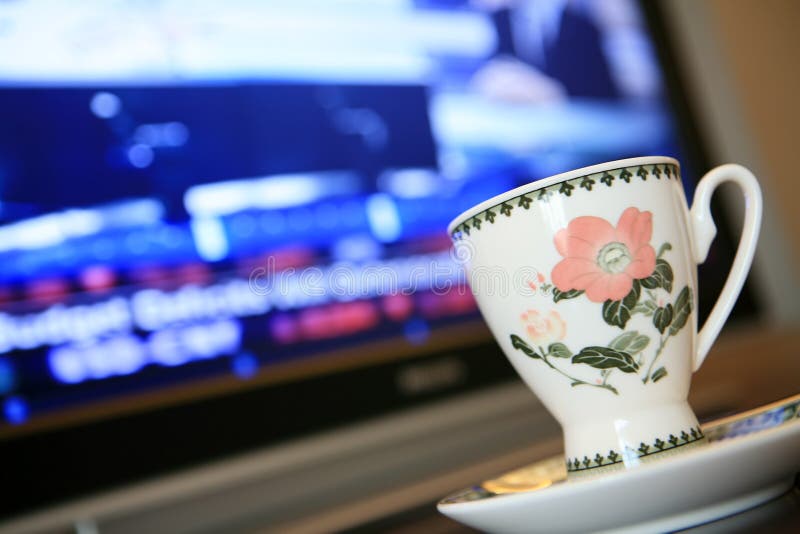 Cup with Monitor Show Chart Stock Image - Image of investor, drink: 7220587