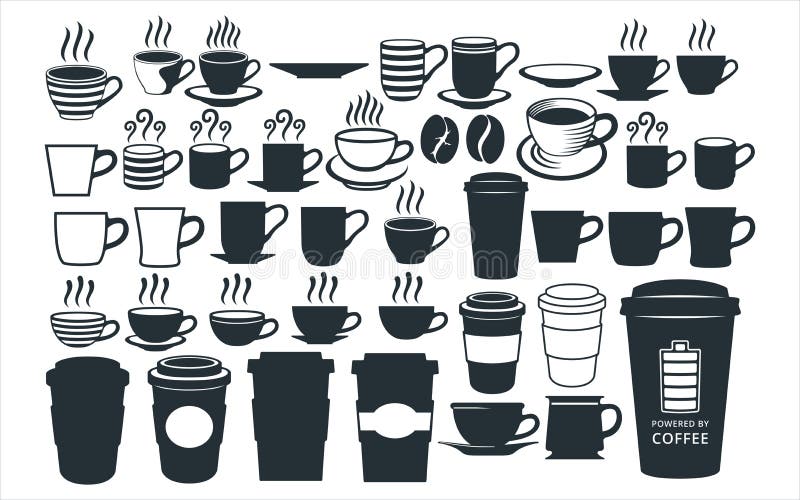 Cup, Mug, Coffee Theme Vector Graphic Design Template Set for Sticker ...