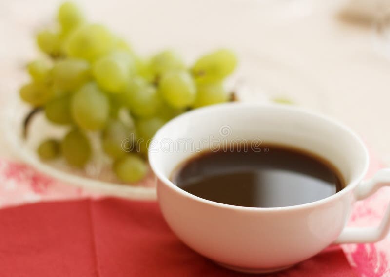 Cup of Natural Coffee with Grapes Stock Image - Image of diet ...