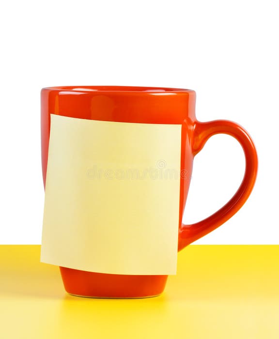 Cup with note paper stock photo. Image of coffee, reminding - 23503414