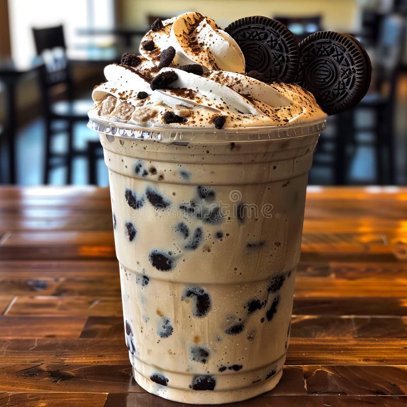 A Cup of Oreo Milkshake with Whipped Cream and Cookies Stock Photo ...