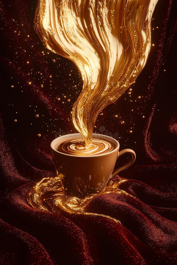 A Cup Overflowing with Golden Liquid, Creating a Striking Visual ...