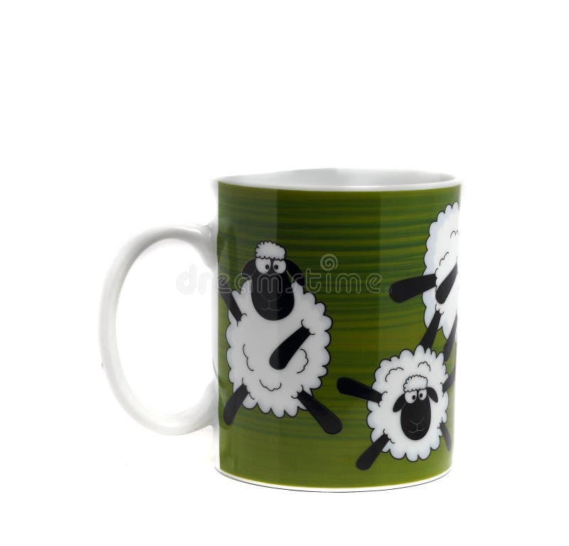 Cup with a Picture of the Sheep Stock Photo - Image of gift, white ...