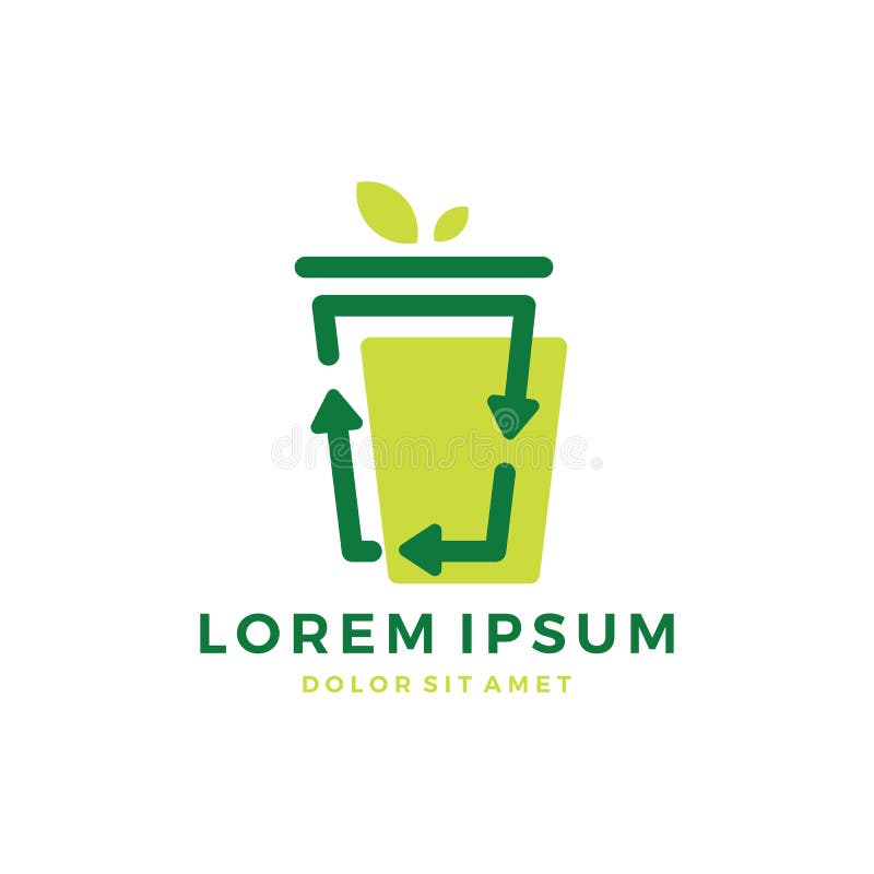 Cup recycle sign logo stock illustration. Illustration of logo - 141394931