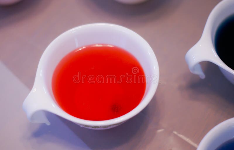 A Cup with Red Dye for Decorating Eggs for Easter Stock Image - Image ...