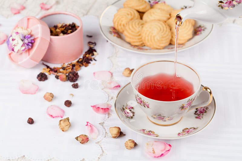 Cup of Red Tea on Serving Table Stock Photo - Image of dessert ...