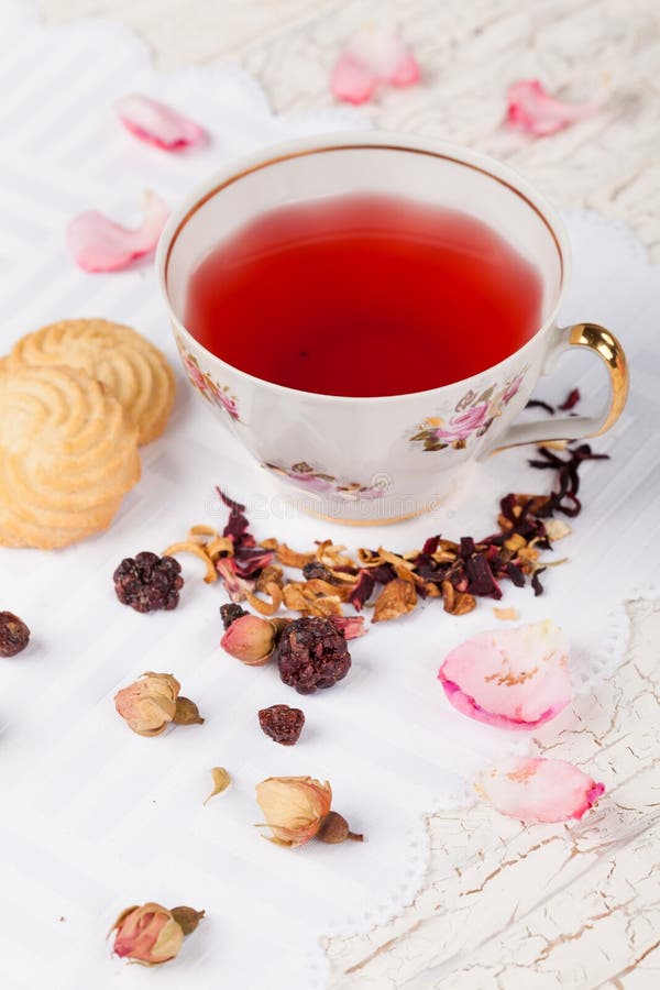 Cup of Red Tea on Serving Table Stock Image - Image of addiction ...