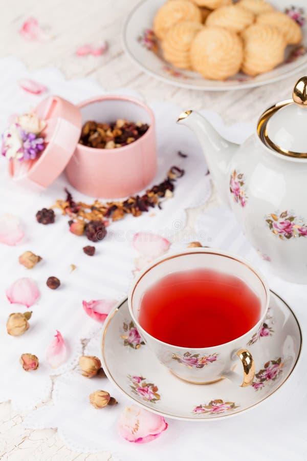 Cup of Red Tea on Serving Table Stock Photo - Image of baked, brew ...
