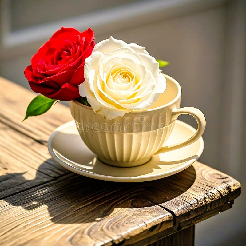 Cup and 2 Roses Symbolize Inseparable Love Stock Illustration ...
