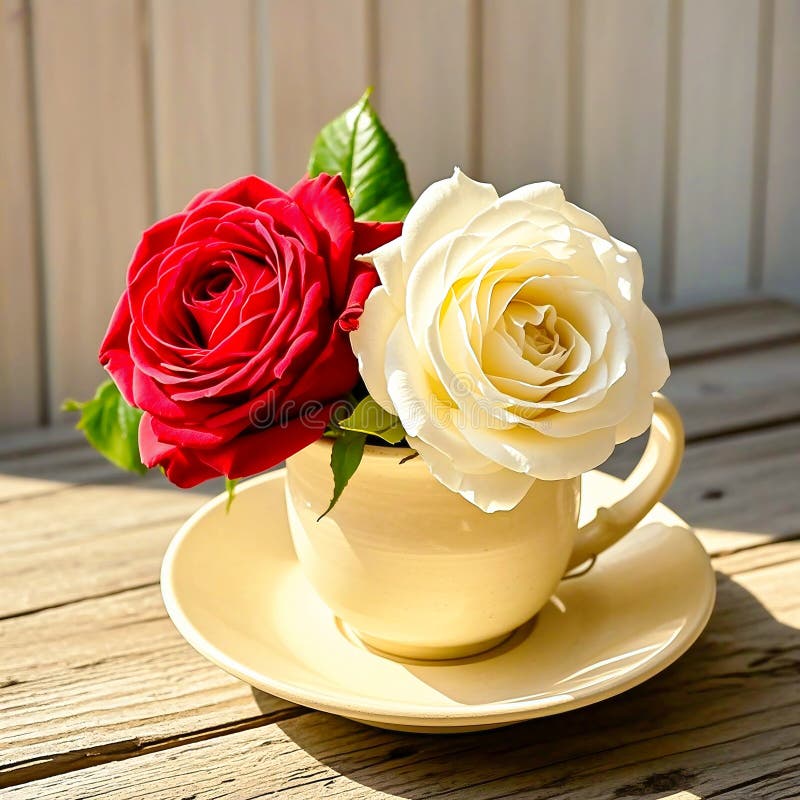 Cup and 2 Roses Symbolize Inseparable Love Stock Illustration ...