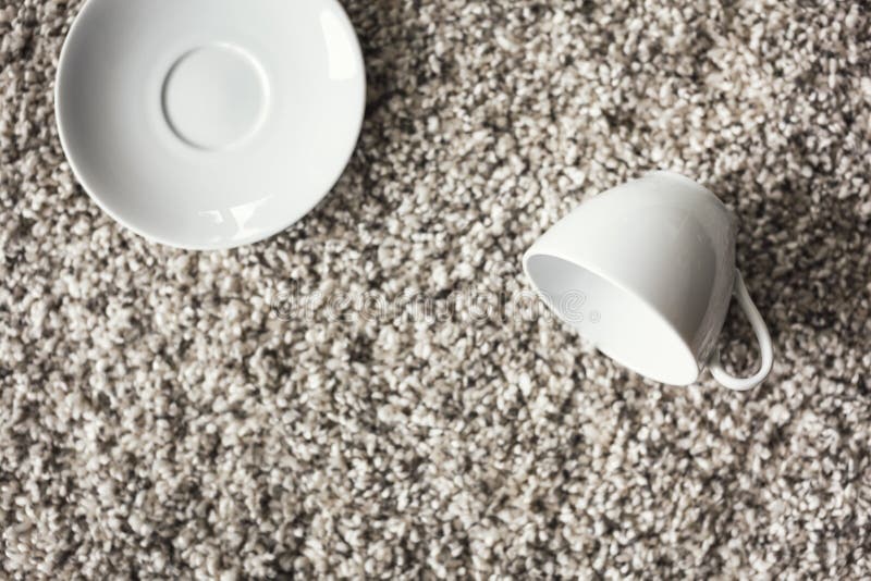 Cup and Saucer on Carpet Floor Stock Image - Image of dirty, coffee ...
